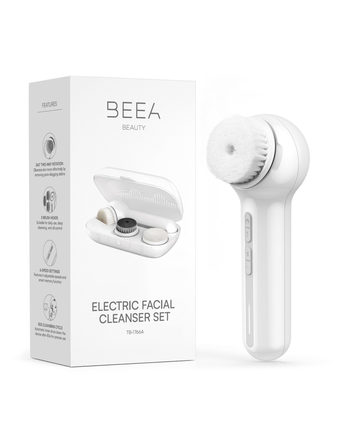 Beea Beauty Čistač za lice, rotirajući, 6 brzina, putna kutija