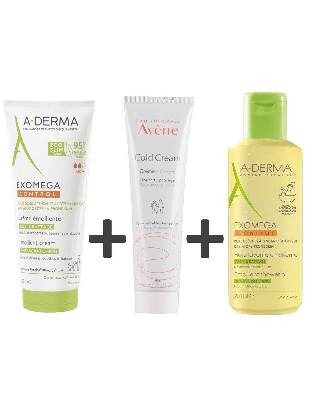 A-derma Exomega Control Krema + Avene Cold cream + Emolijentno ulje za ...