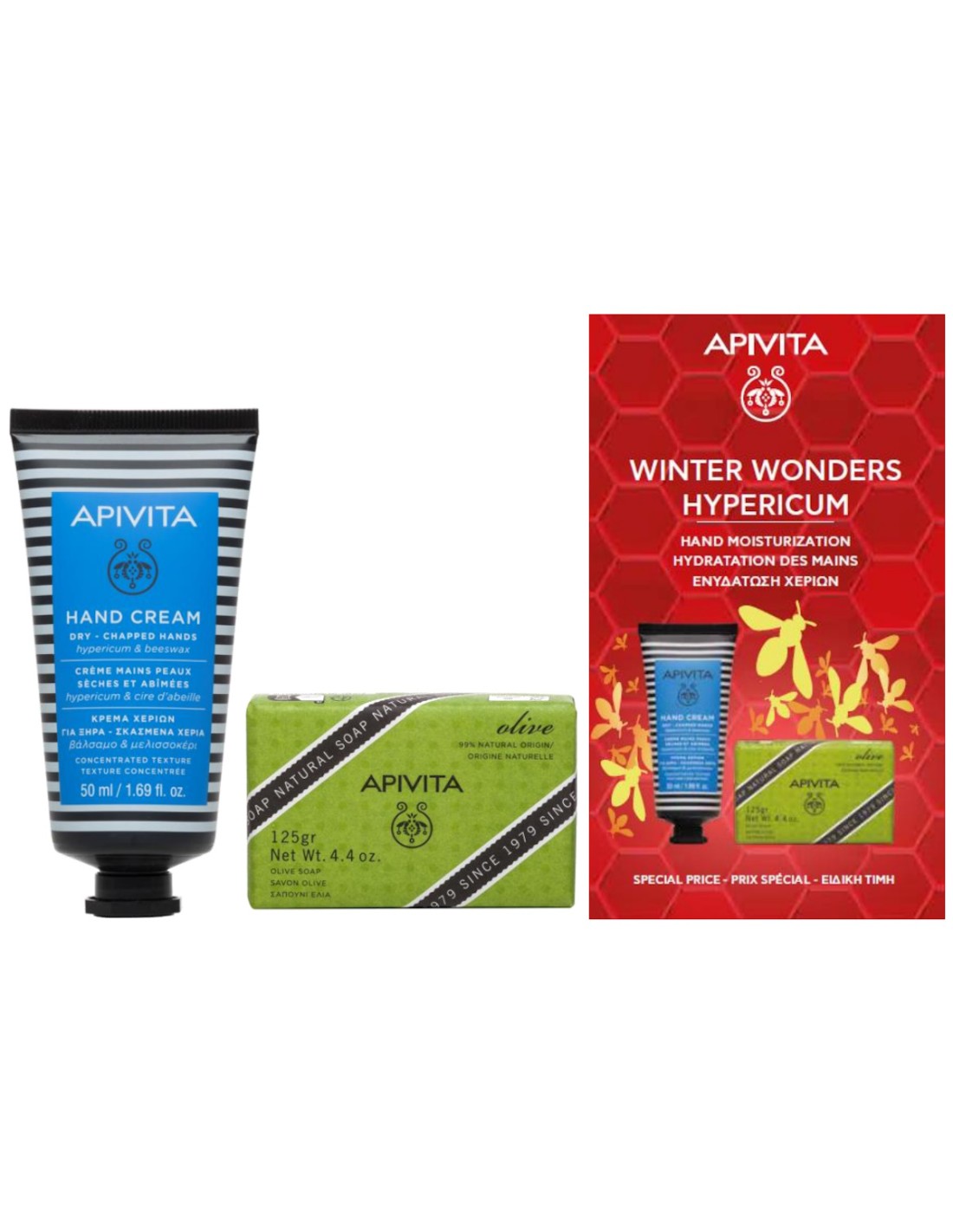 Apivita Božićni Set 2024 krema za suhe i oštećene ruke i sapun Promo ...