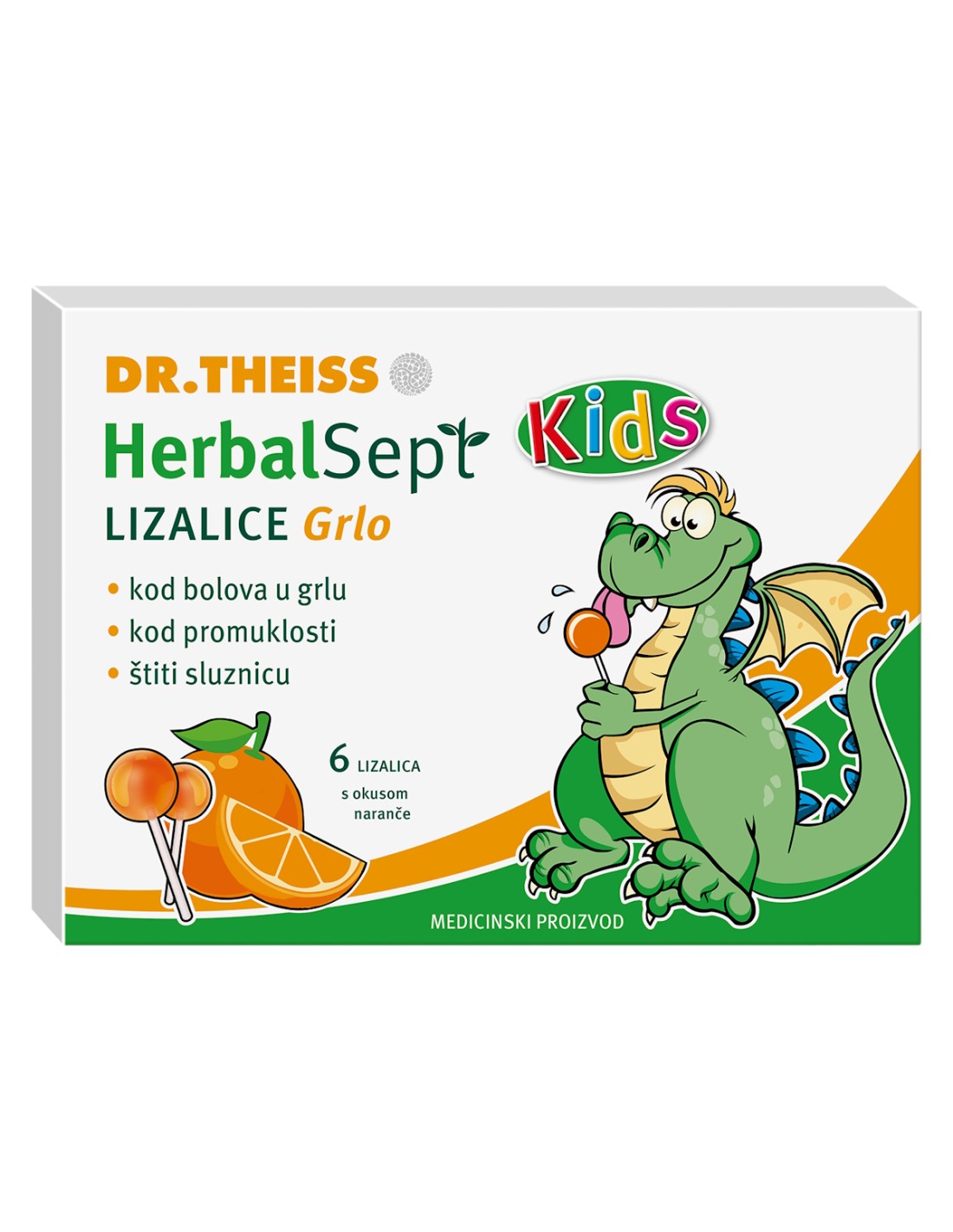 Dr. Theiss HerbalSept Kids Lizalice za grlo Naranča
