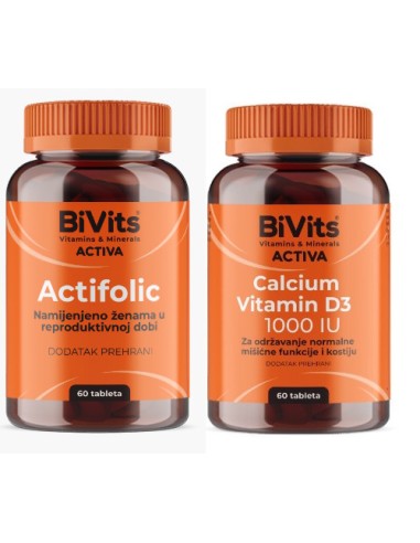 Abela BiVits Activa Actifolic ili Calcium Vitamin D3 1000 IU tablete ...